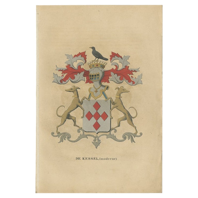 Antique Genealogy Print of the 'De Kessel' Family by Herckenrode, 1862 ...