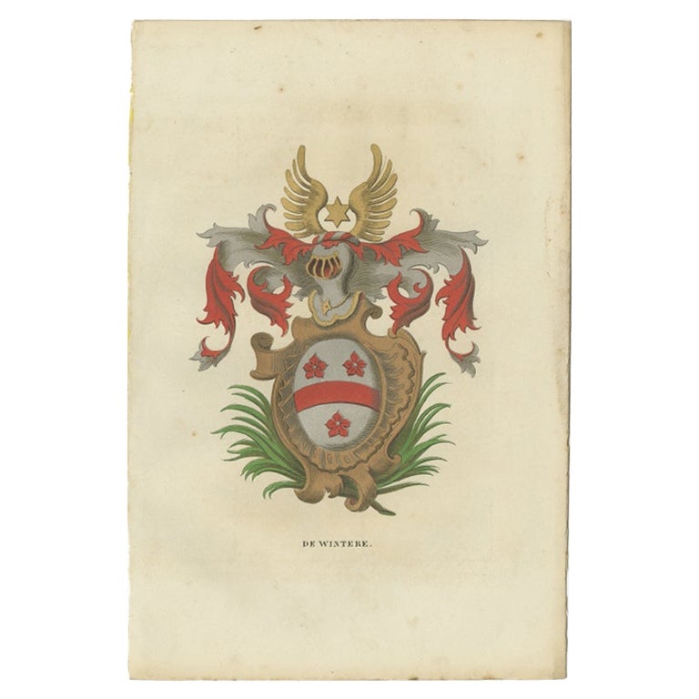 Antique Genealogy Print of the 'De Wintere' Family by Herckenrode, 1862 ...