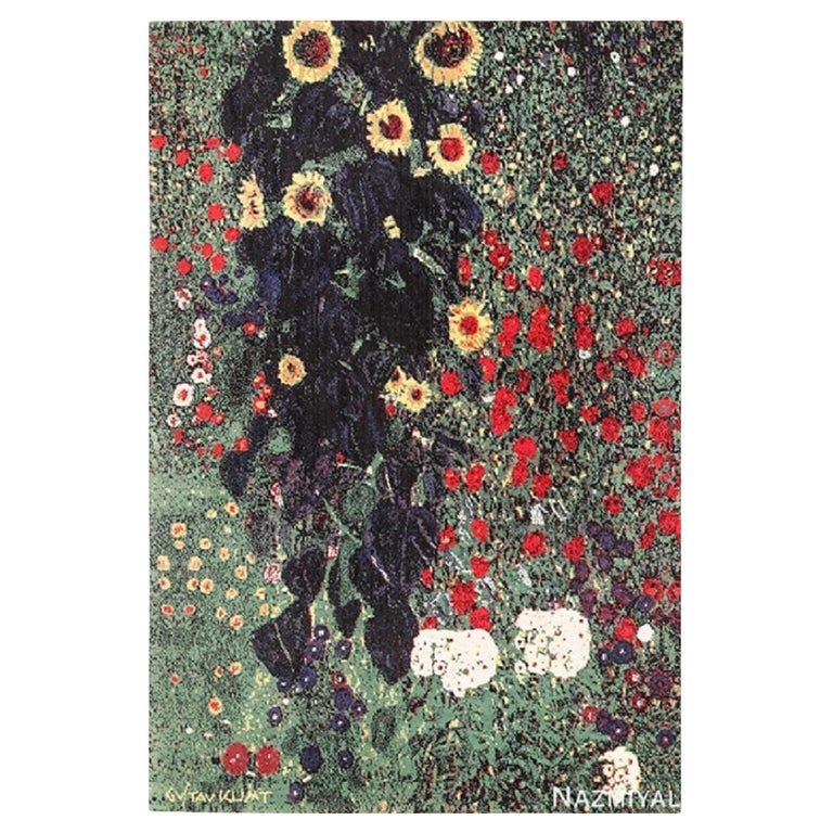 Vintage Flower Garden Design Scandinavian Rug After Gustav Klimt. Size ...