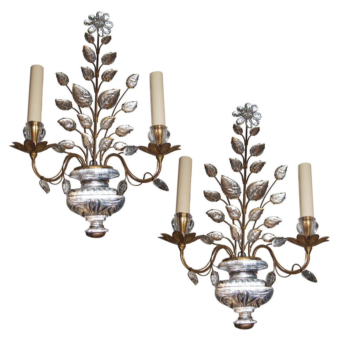 Modern Mold Blown Glass Celadon and White Pavilion Sconce For Sale at ...