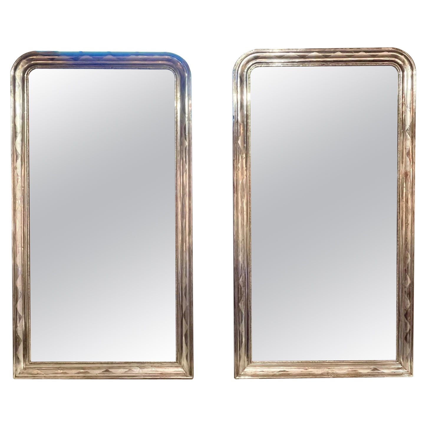 Pair of Large Scale Silver Louis Philippe Mirrors For Sale at 1stDibs