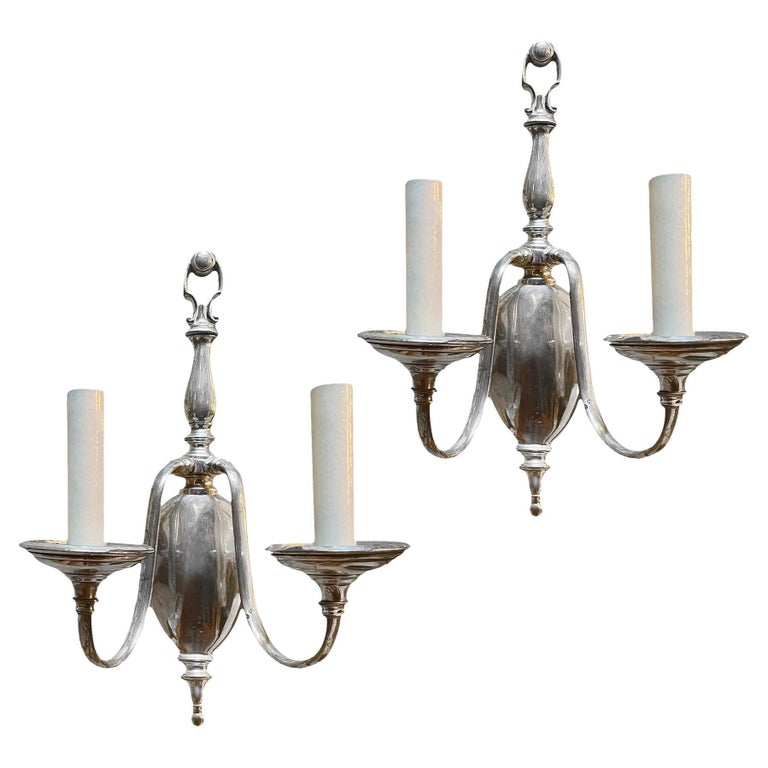 Neo Classic Silver Plated Sconces For Sale at 1stDibs