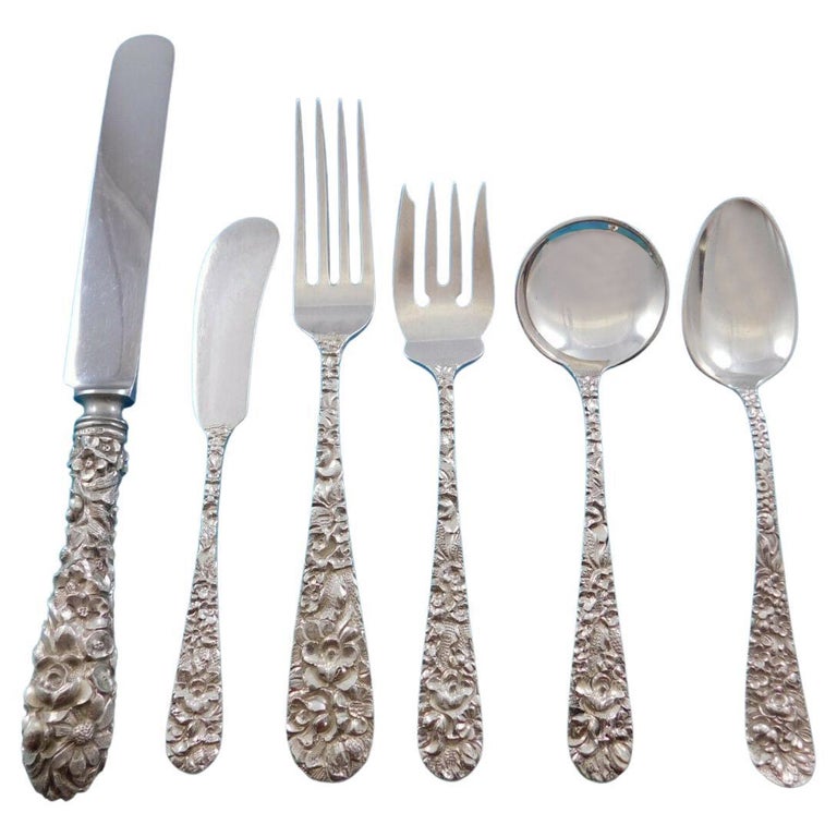 Princess by Stieff Sterling Silver Flatware Set for 12 Service Repousse ...