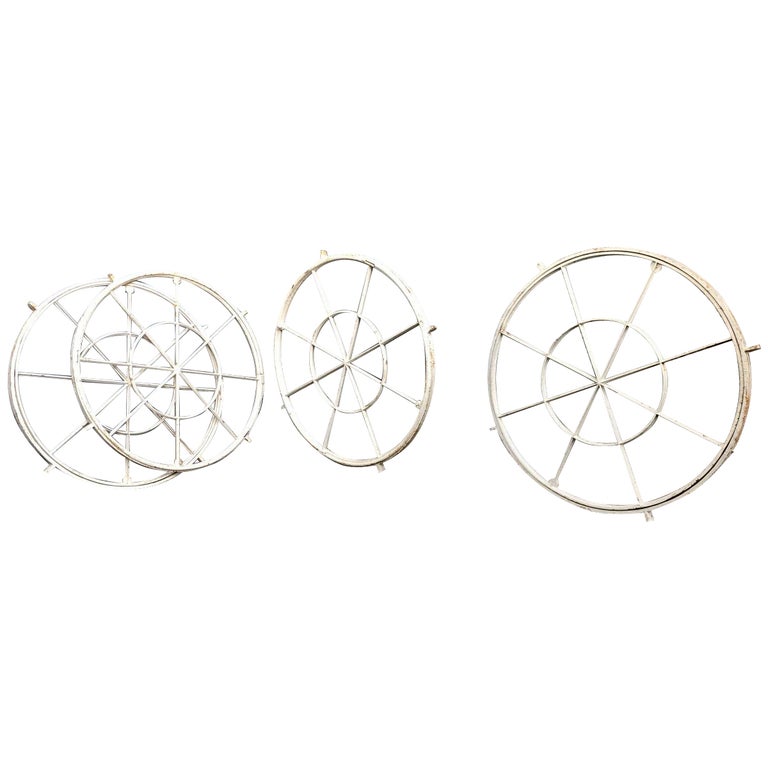 4 Victorian Cast Iron Circular Swivel Windows with Segmented Triangular ...