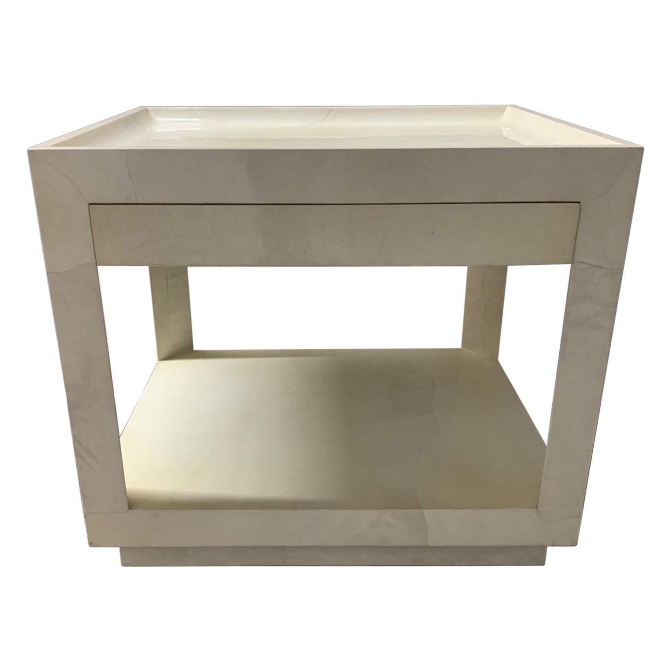 Karl Springer Style Goatskin Side Table For Sale at 1stDibs