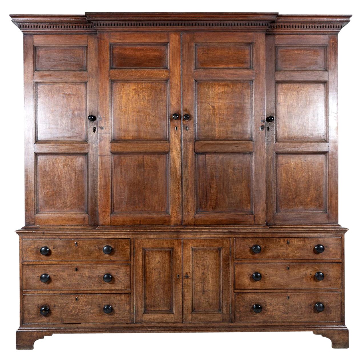English George III Oak Breakfront Housekeepers Cupboard at 1stDibs ...