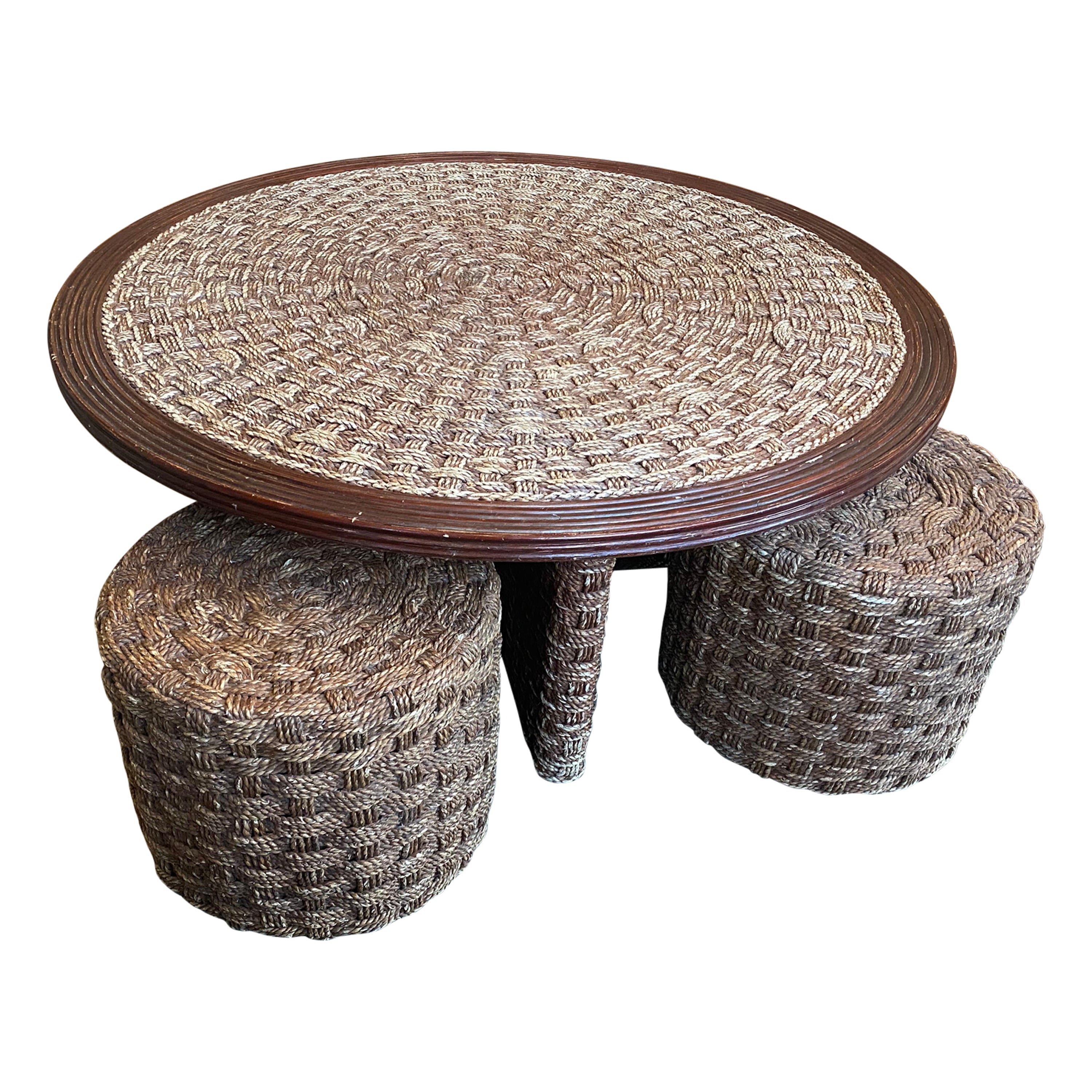 Mid Century Upholstered Sectional Ottoman/Cocktail Table at 1stDibs