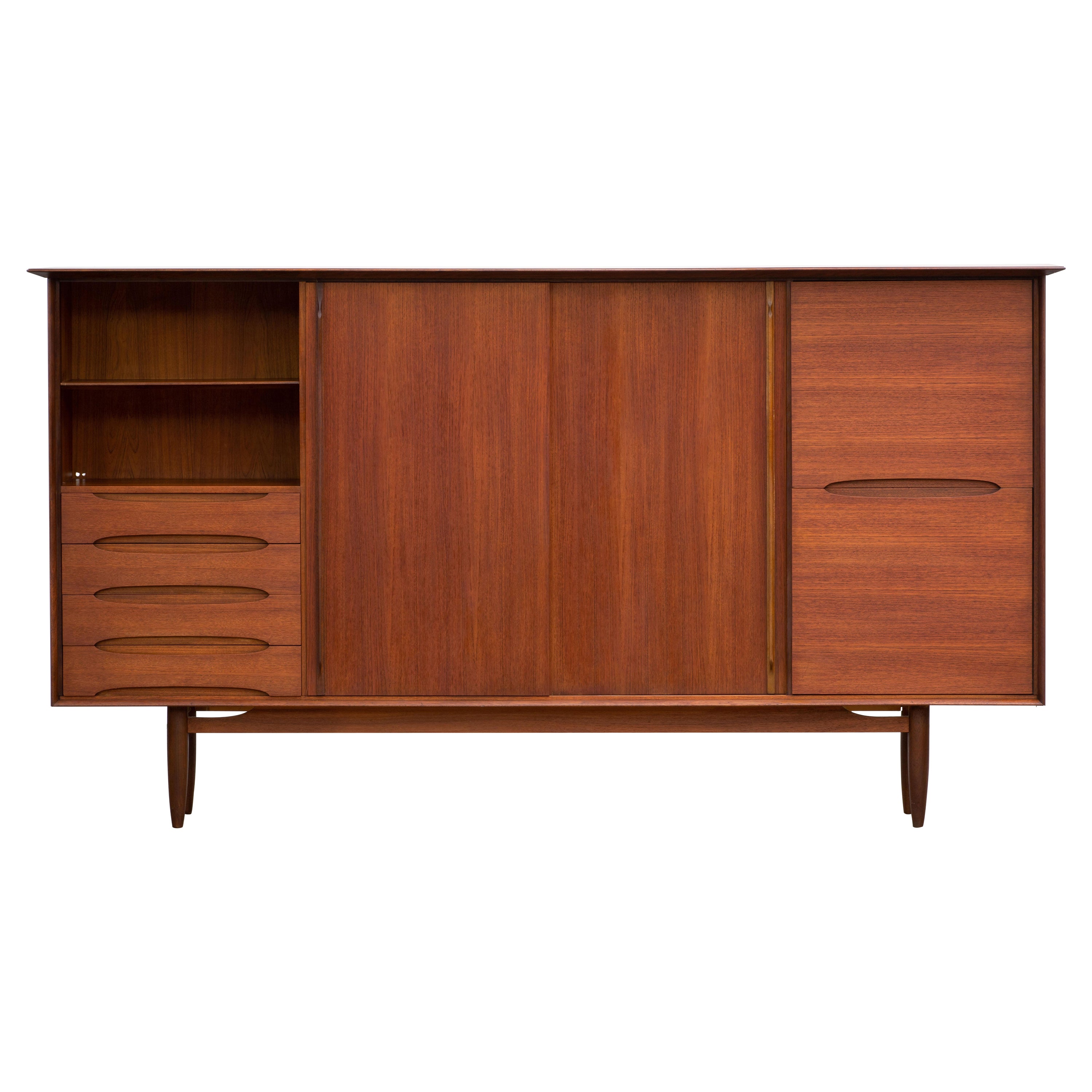 Large Danish Midcentury Teak Highboard, 1960s at 1stDibs