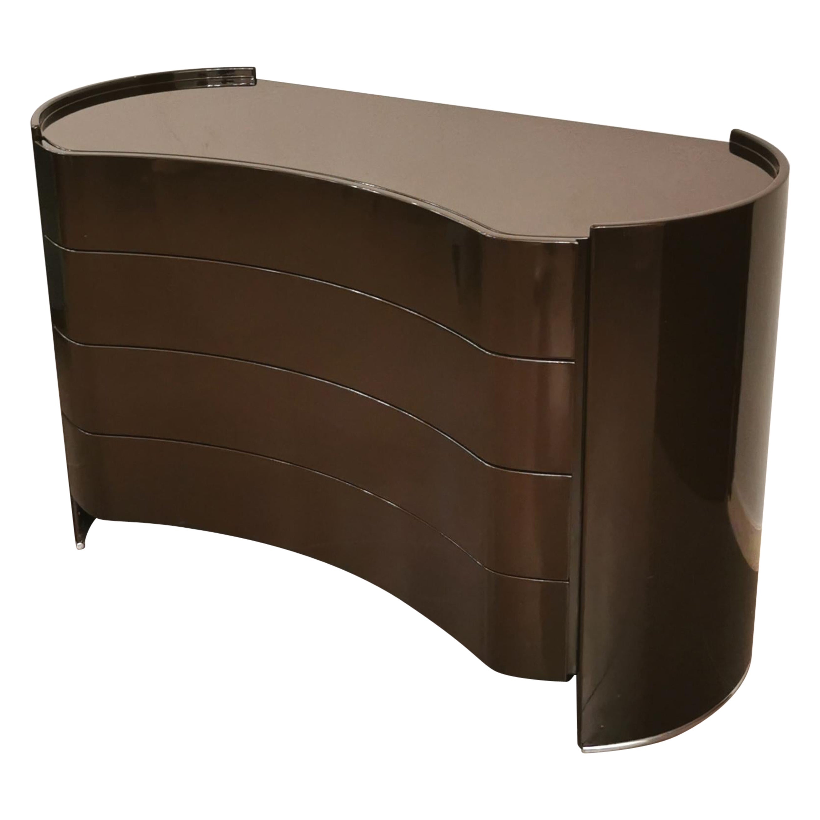 1980s Italian Pink Suede, Rosewood Laminate and Chrome Dresser at 1stDibs