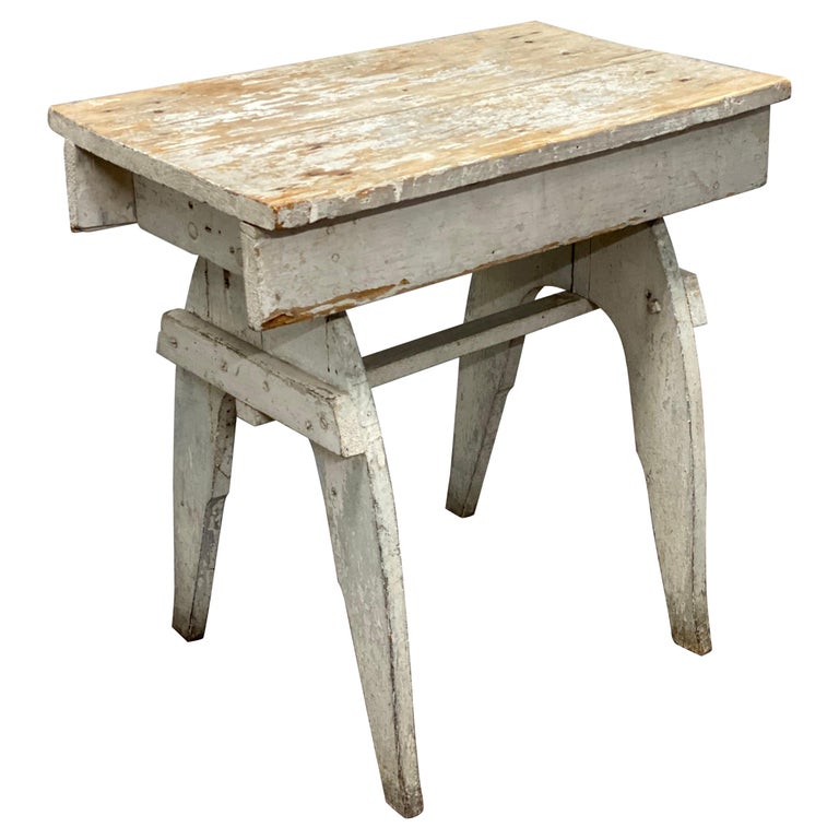 White Painted Rustic End Table at 1stDibs