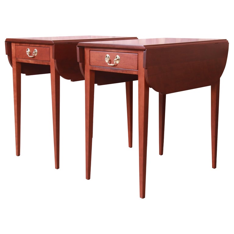 Stickley Federal Solid Cherry Wood Pembroke Tea Tables, Newly ...