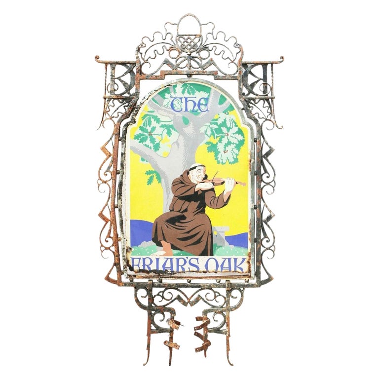 Antique English Enamel Pub Sign For Sale at 1stDibs