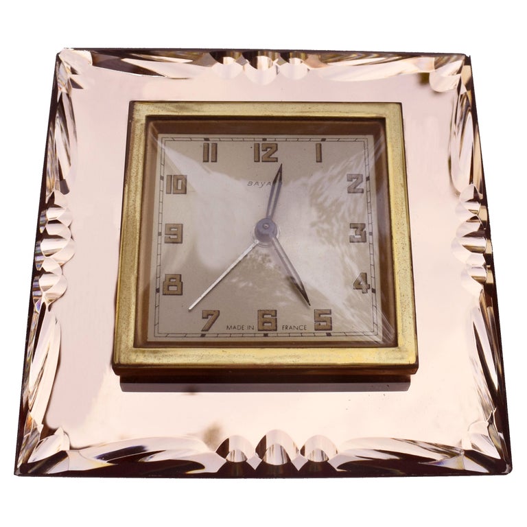 Art Deco Mirror Glass Free Standing Clock by Bayard, c1930 at 1stDibs
