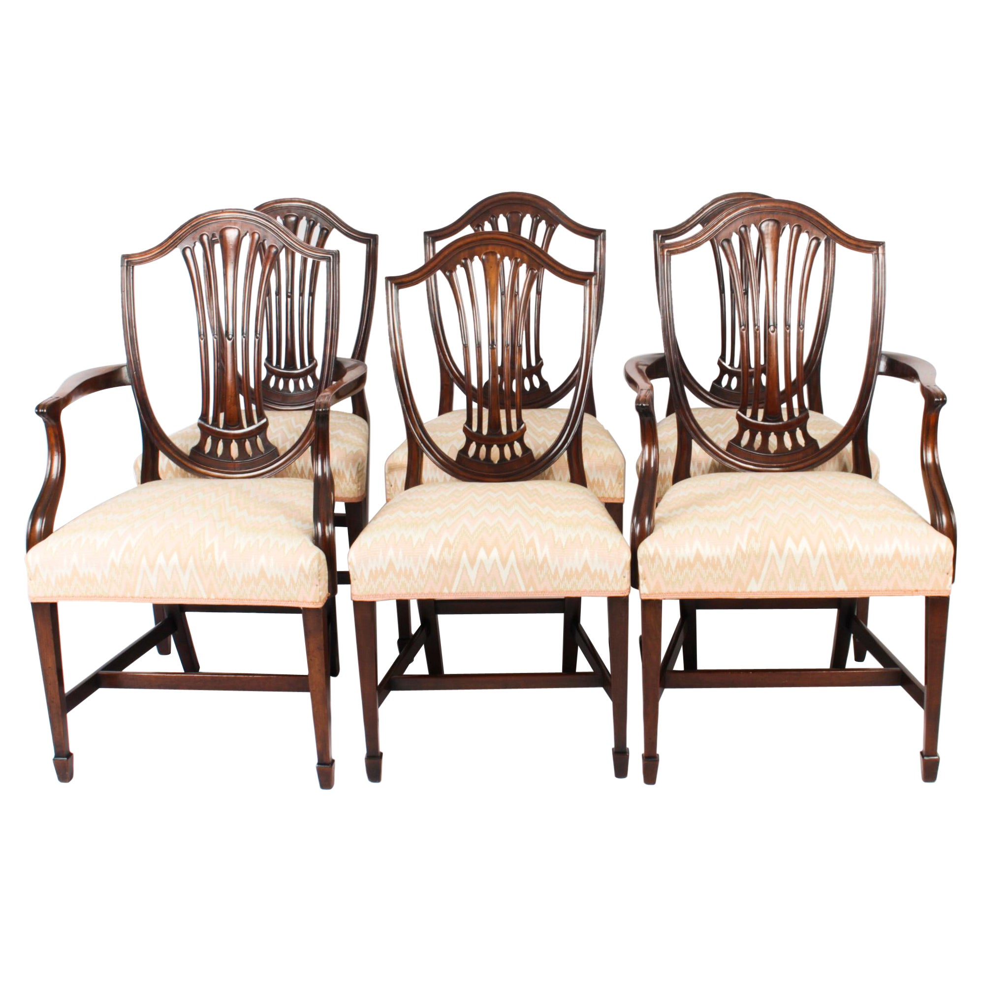 Vintage Set of 14 Federal Shield Back Dining Chairs at 1stDibs