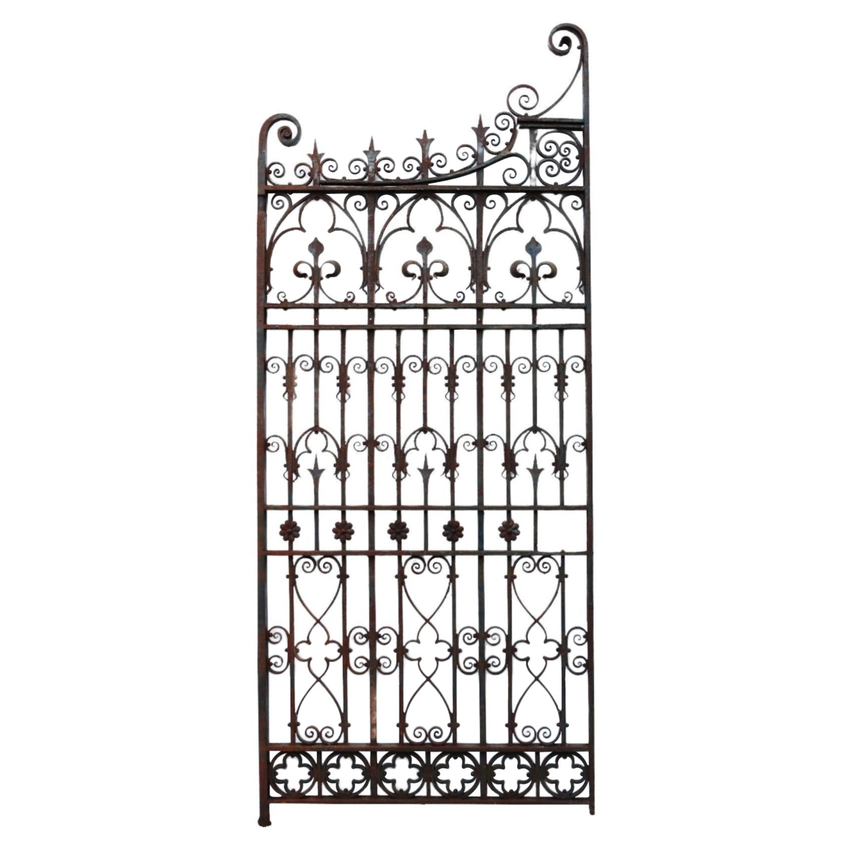 Spanish Revival Hand Wrought Iron Floral and Leaves Garden Gate Bell at ...