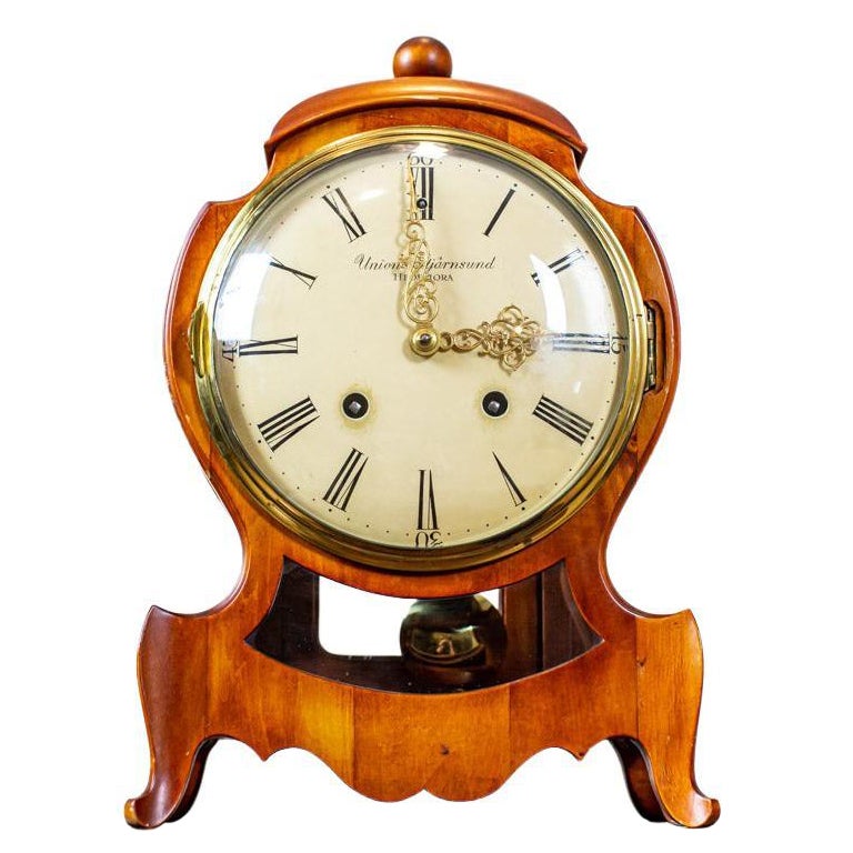 Mid-Century Modern Cane and Wood Clock at 1stDibs