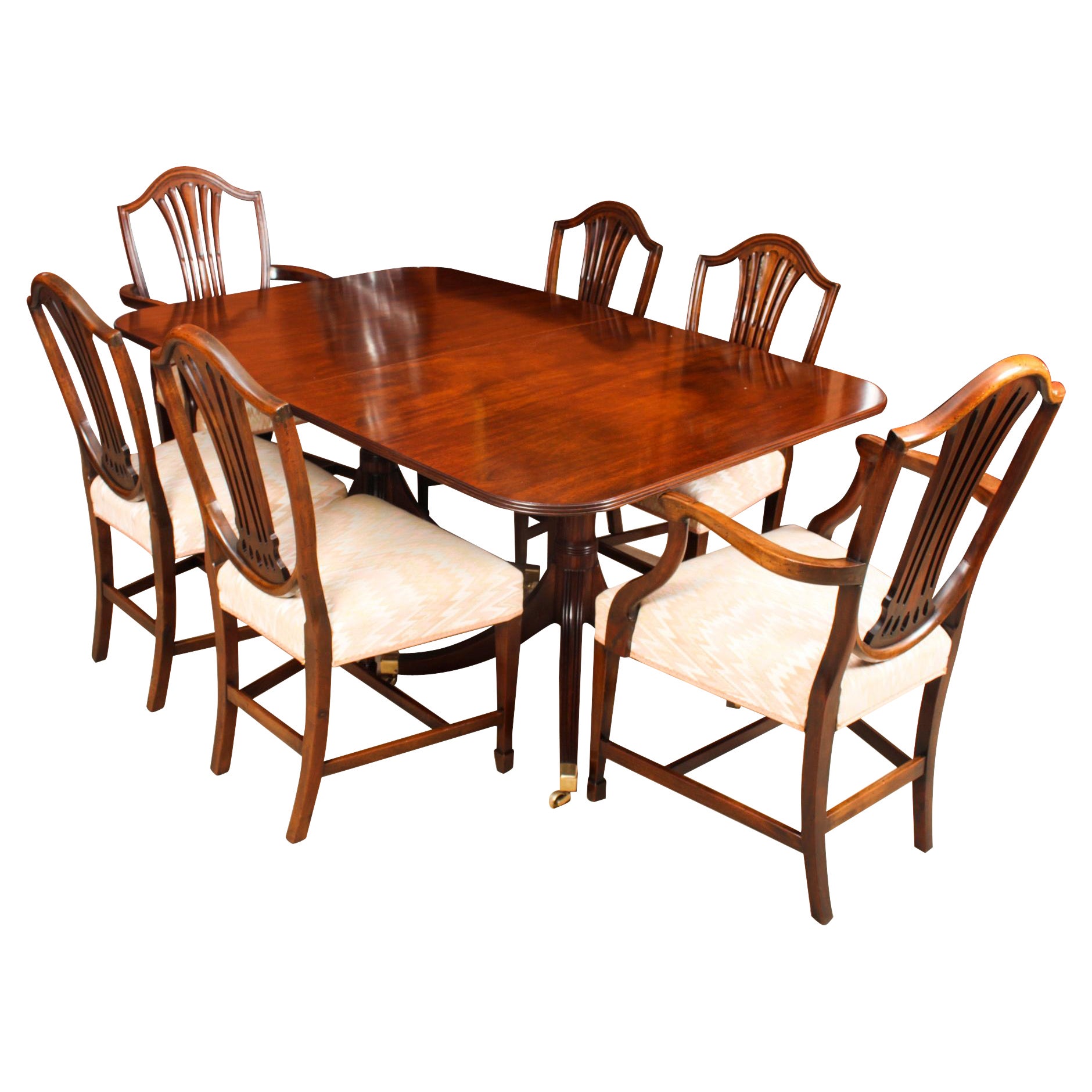 Vintage 3 Pillar Dining Table and 6 Dining Chairs by William Tillman ...