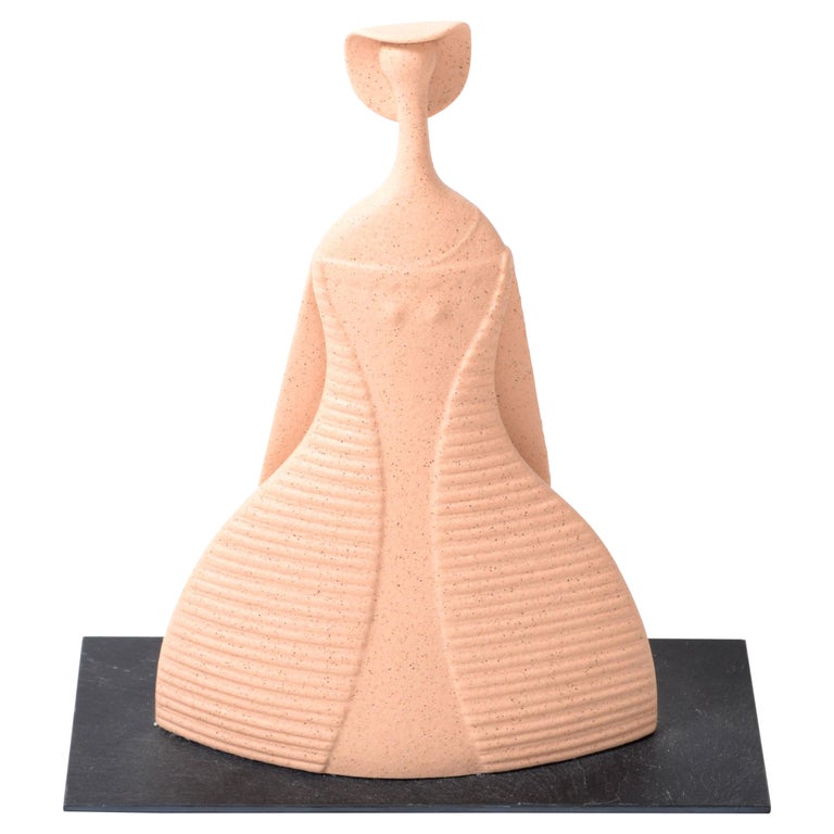 Lineasette Italy Ceramic Lady Hat Figurative Sculpture Slate Base For ...