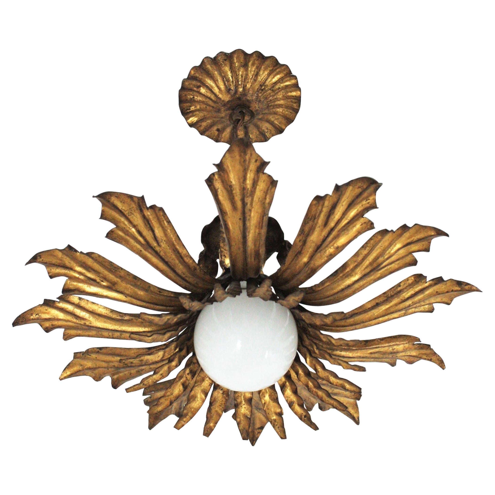 French Exploding Fireworks Flush Pendant Light For Sale at 1stDibs