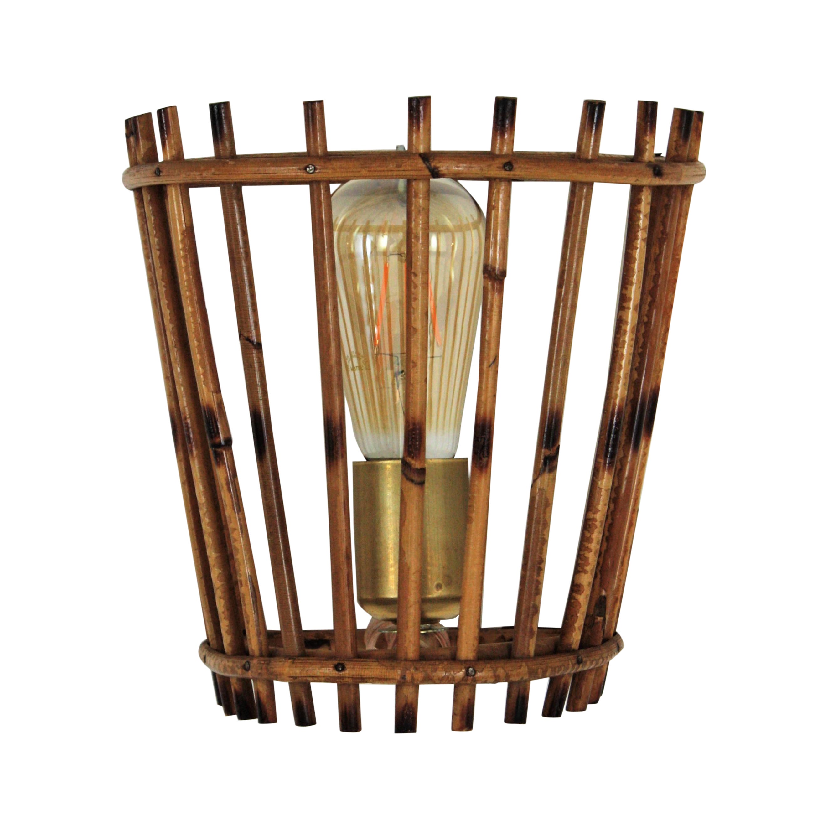 Midcentury Woven Wicker Weave and Rattan Wall Sconces, Set of Three at ...