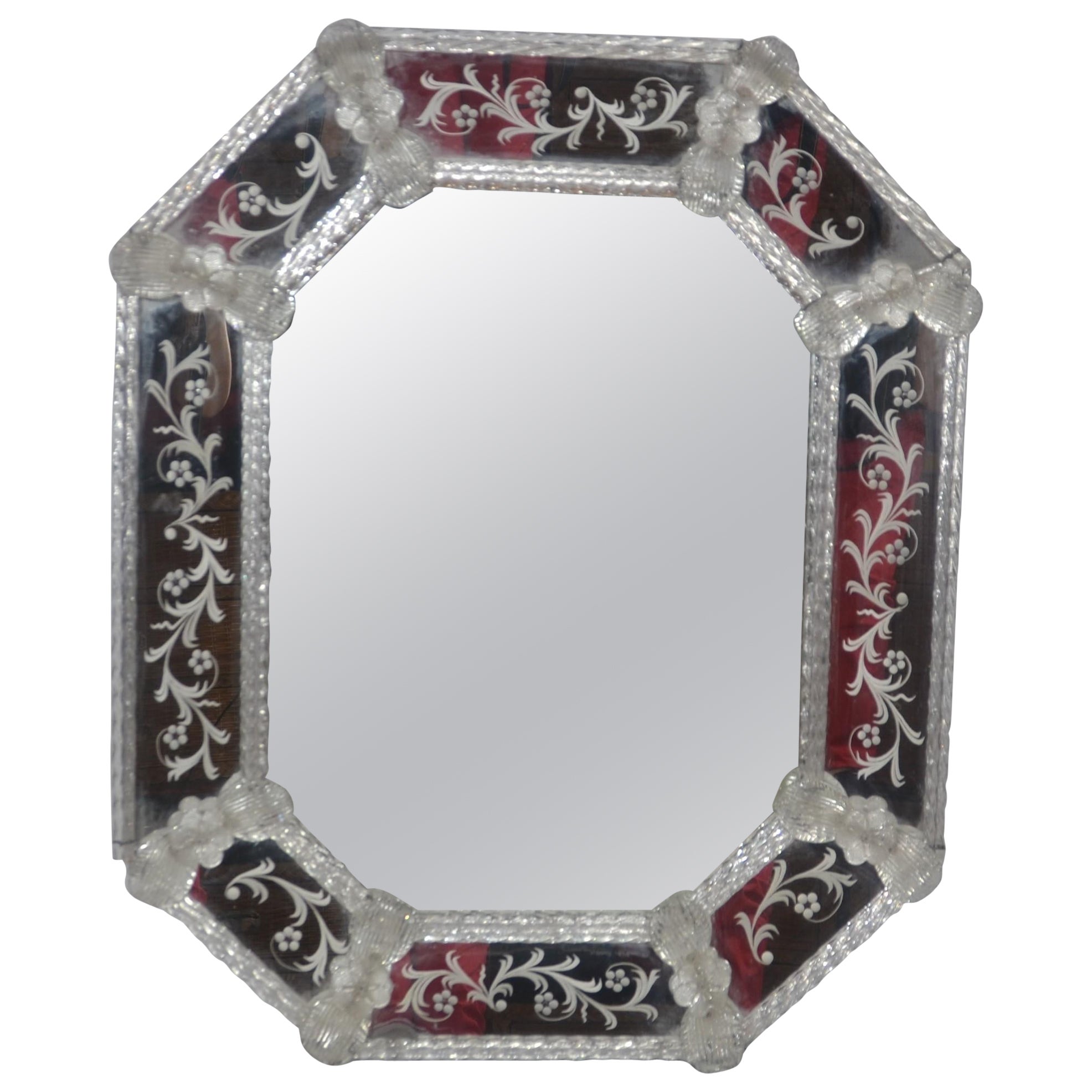 Octagonal Beaded Gilt Gold Wall Mirror with Venetian Mirrored Borders ...