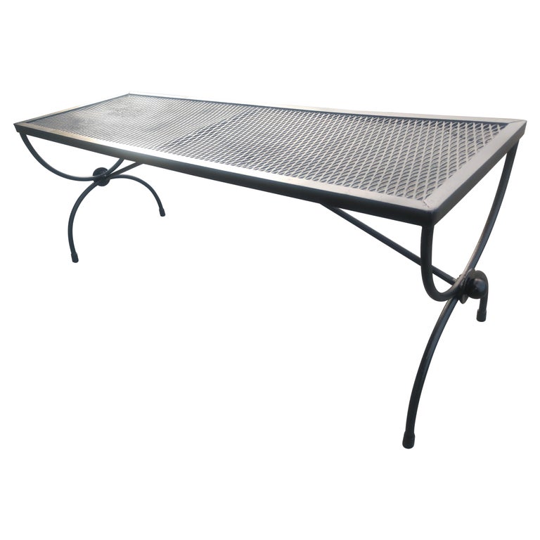 Mid-Century Modern Iron Mesh Bench with Arched Legs Salterini For Sale ...