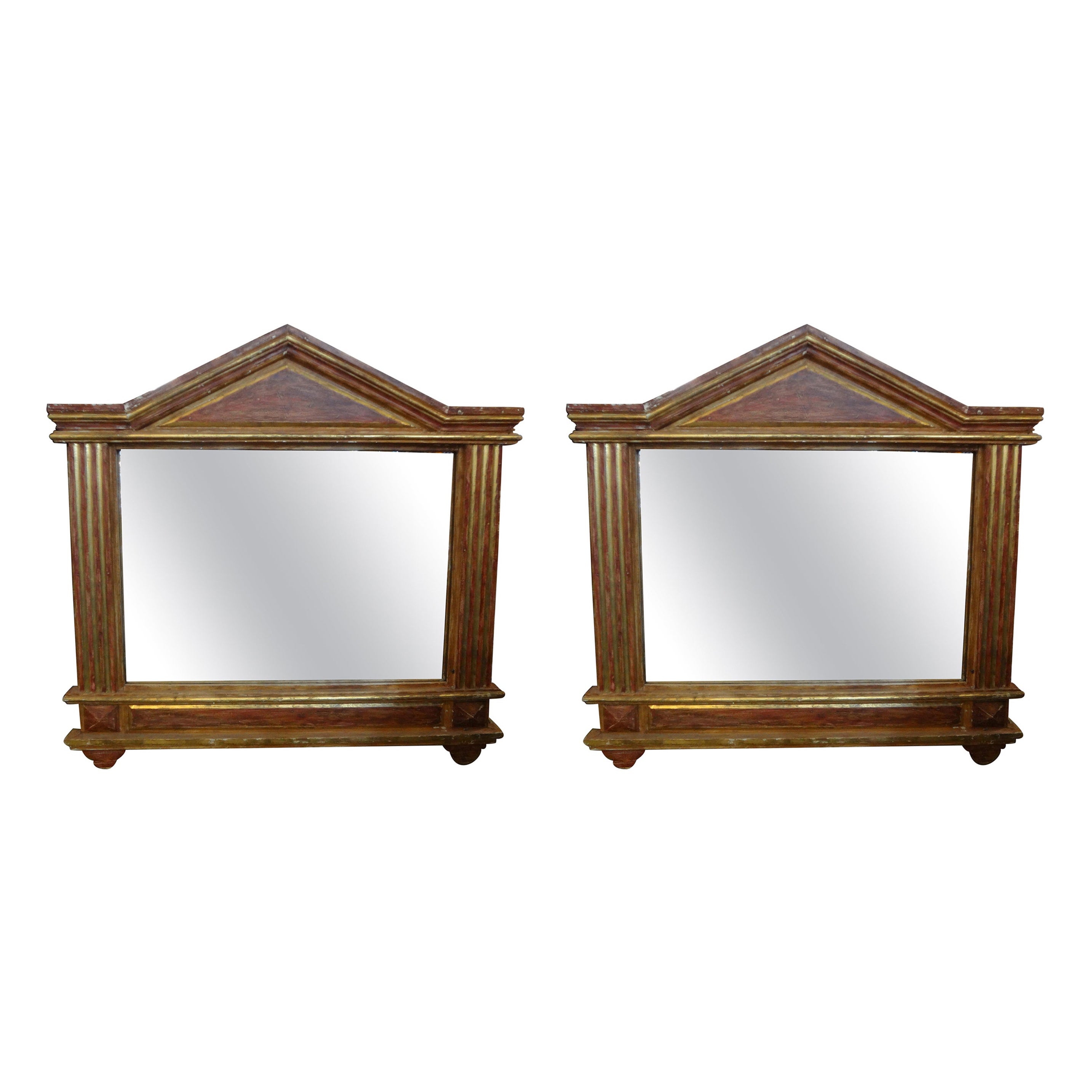 Pair of Japanese Style Black and Gold Mirrors For Sale at 1stDibs