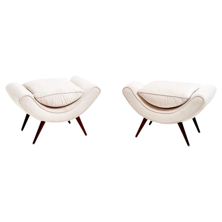 French Modern Curved Splay Leg Stools, 1970 at 1stDibs