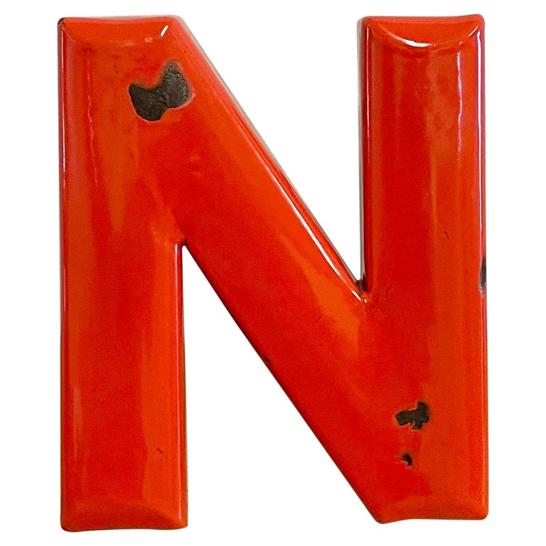 Vintage Enamel Letter N, 1930s For Sale at 1stDibs