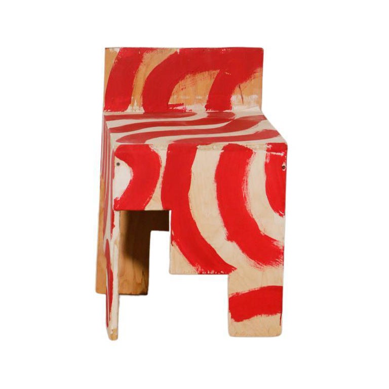 Kitsch Meets Judd Chairs in Red Wiggly Paint at 1stDibs