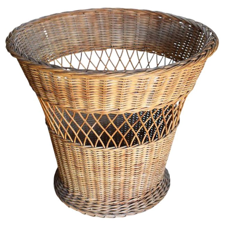 Tall Woven Natural Fiber Basket For Sale at 1stDibs