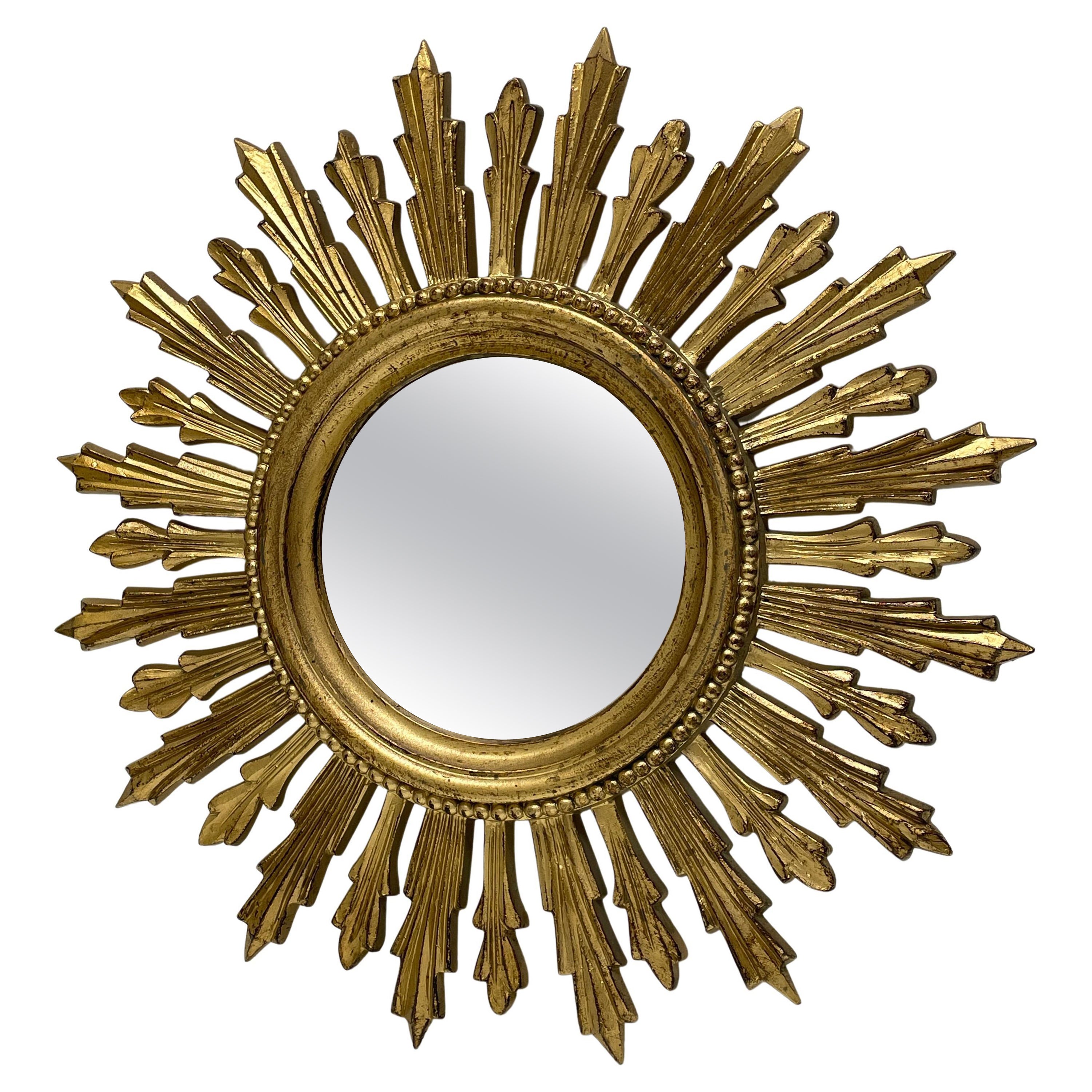 Italian Starburst Sunburst Mirror Gilded Plastic, circa 1970s at 1stDibs