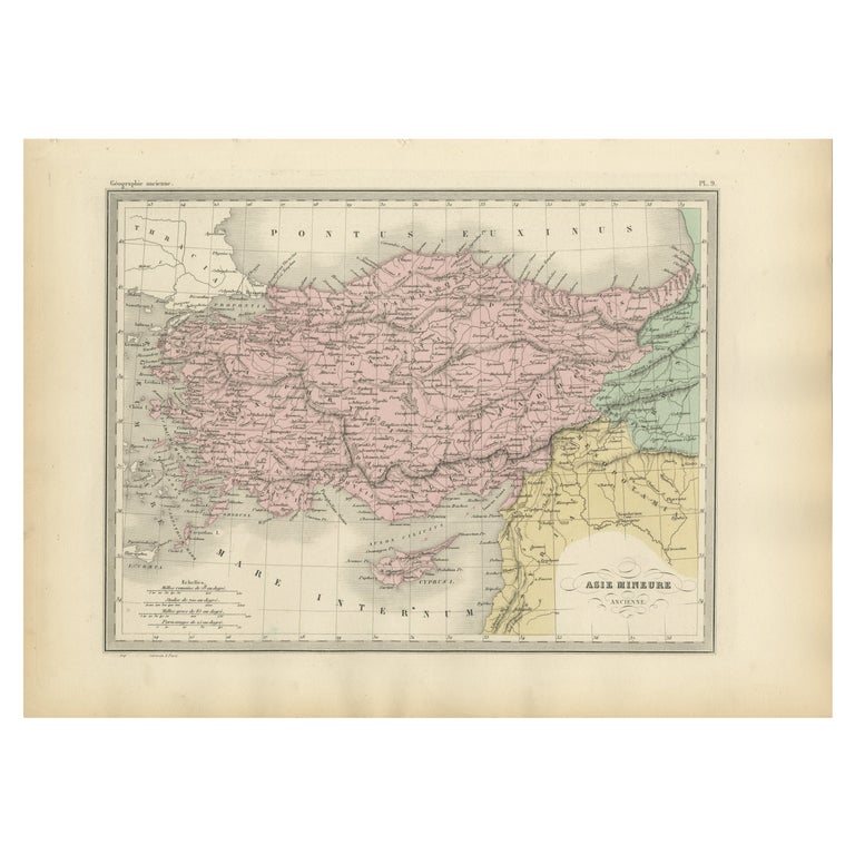 Antique Map of Asia Minor Showing Turkey in Ancient Times, 1880 For ...