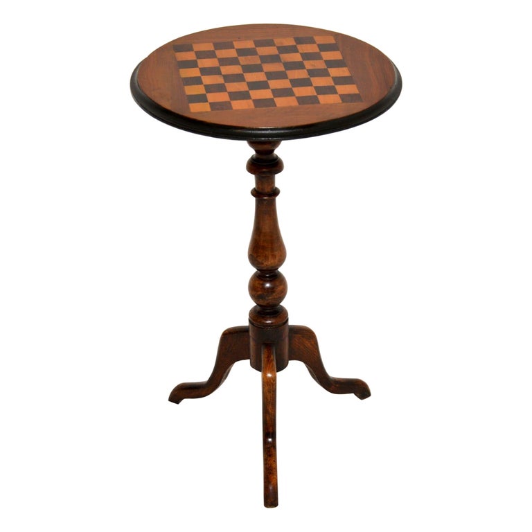 Antique Victorian Walnut Chess Table and Pieces at 1stDibs