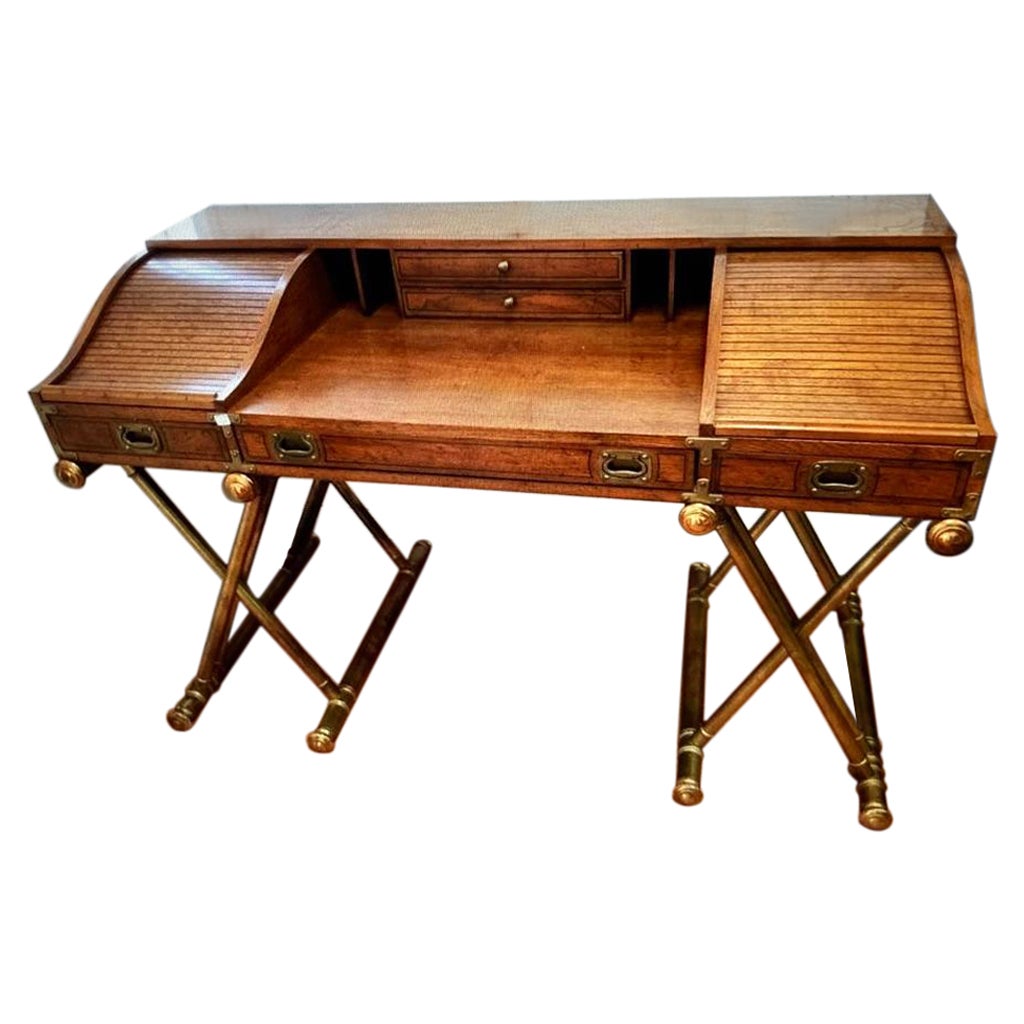 Drexel Lacquered Desk with Carrara Marble Top at 1stDibs