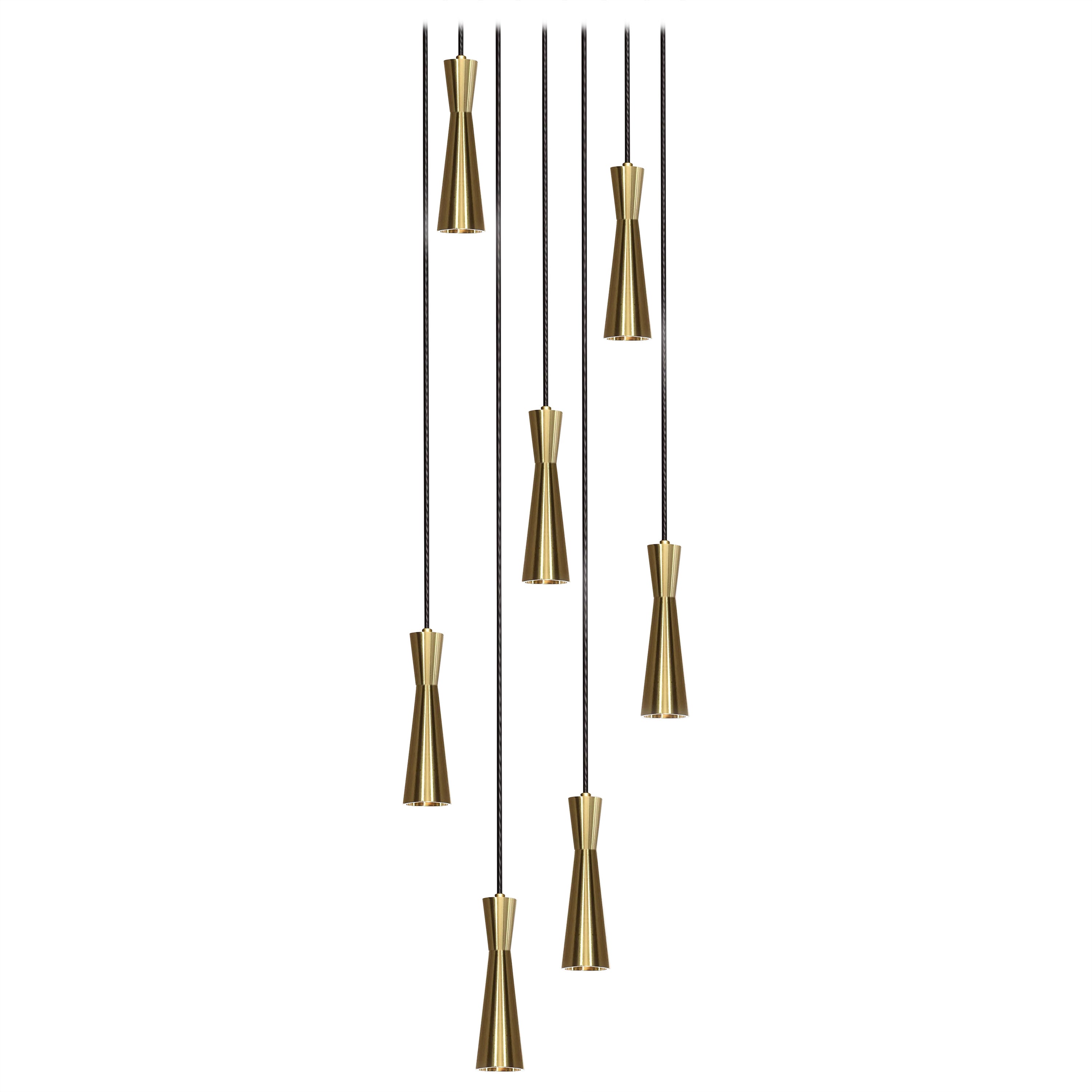 Cone Lamp 7-Piece by Marc Wood, Handmade Brass Lamps w/GU10 LED Bulbs ...