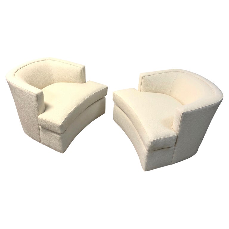 Harvey Probber Modern Swivel Lounge Club Chairs in Boucle at 1stDibs