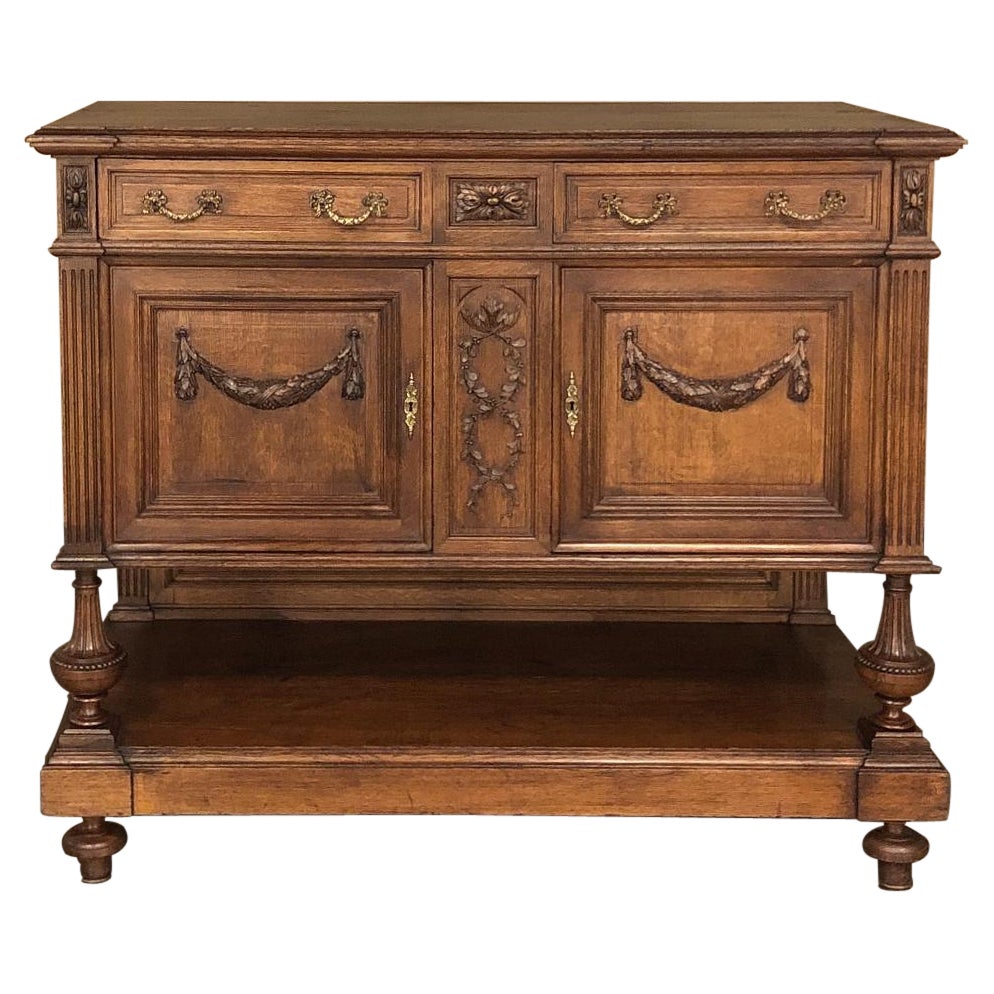 19th C. Antique French Rococo Heavily Hand-Carved Walnut Buffet at 1stDibs