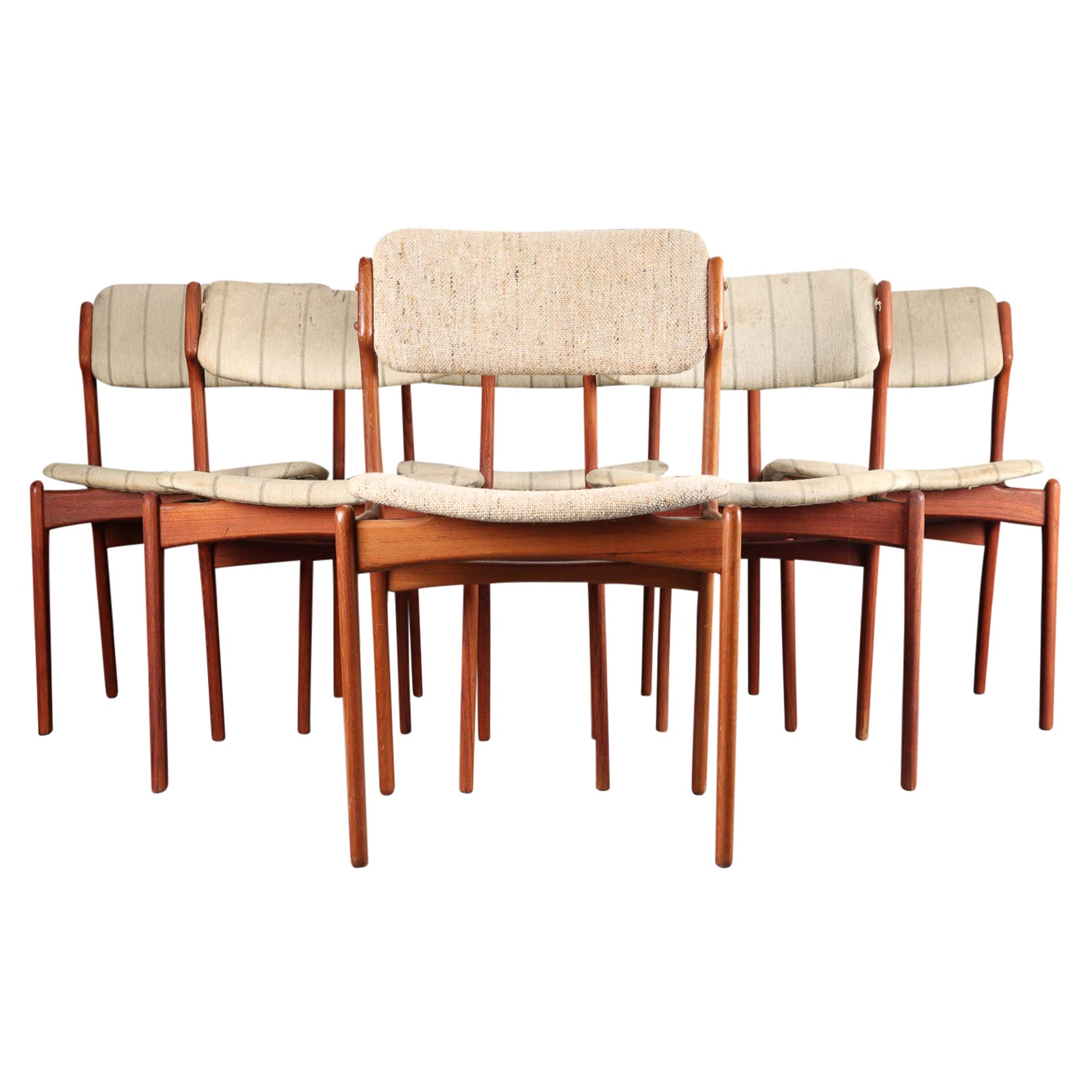 Karl-Erik Ekselius Set of Six Dining Chairs in Teak and Cane, Sweden ...