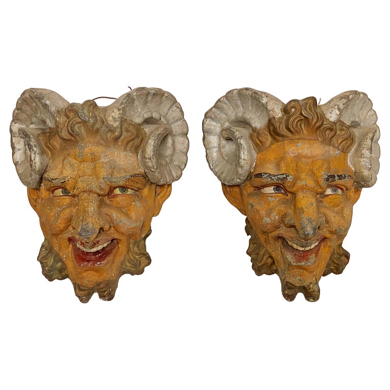 French Satyr Faun Face Wall Ornaments For Sale at 1stDibs