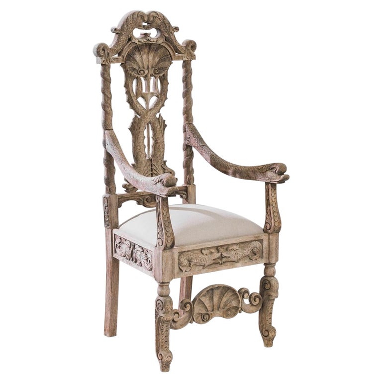 Late 19th Century French Rocaille Oak Armchair at 1stDibs
