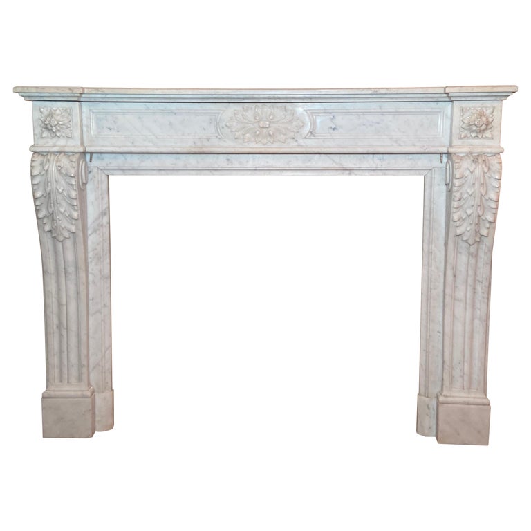 Antique French Louis XVI Style Carrara Marble Mantel, Circa 1860 For ...