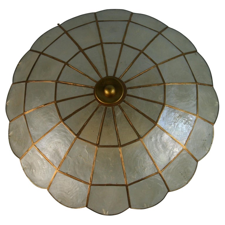 Scalloped Edge Capiz Shell Flush Mount For Sale at 1stDibs