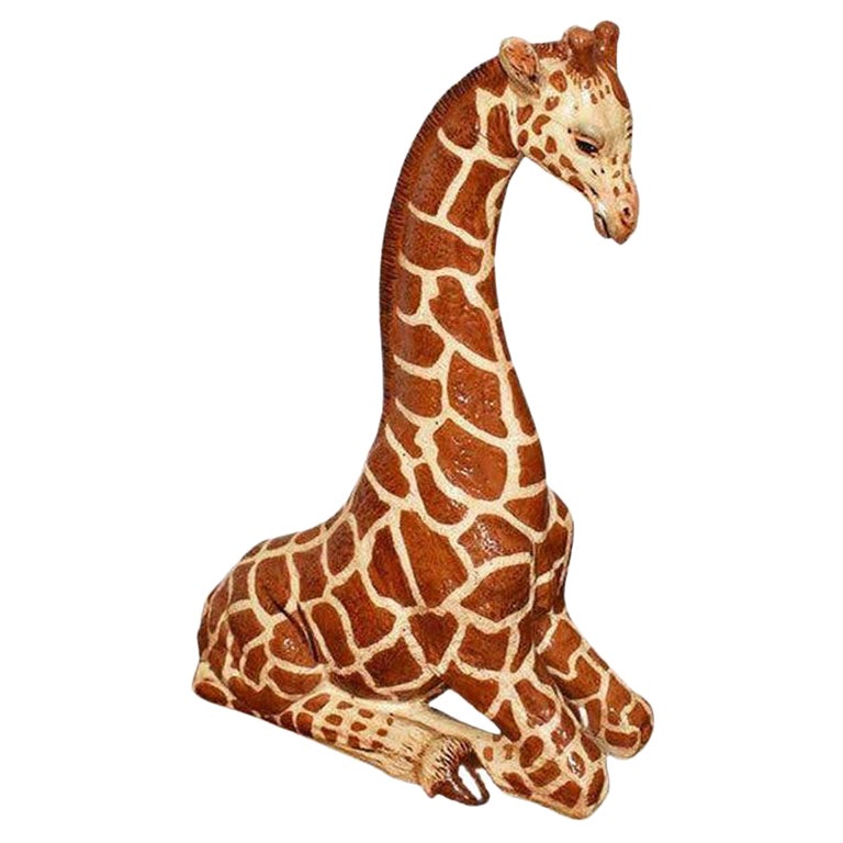 Large Hollywood Regency Italian Ceramic Hand-Painted Giraffe Sculpture ...