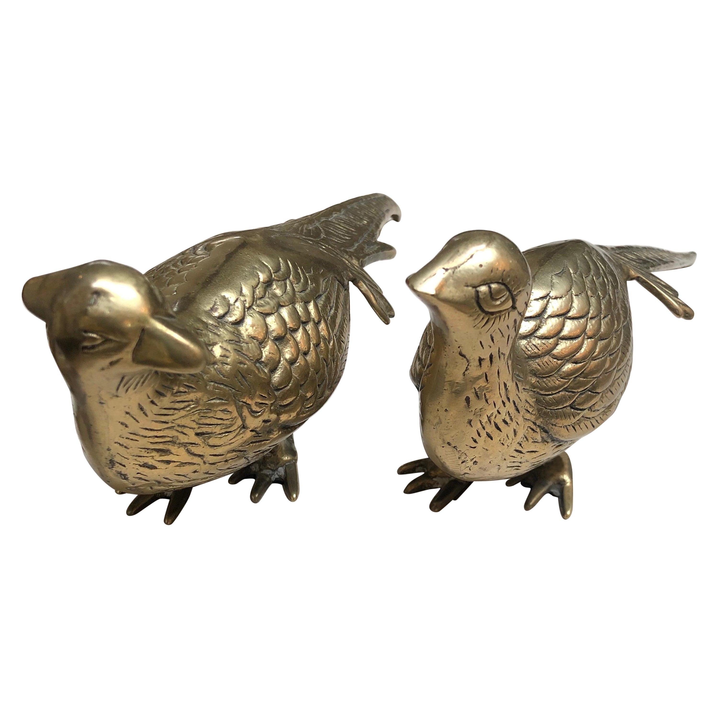 Pair of Beautiful Vintage Brass Peacock Birds at 1stDibs