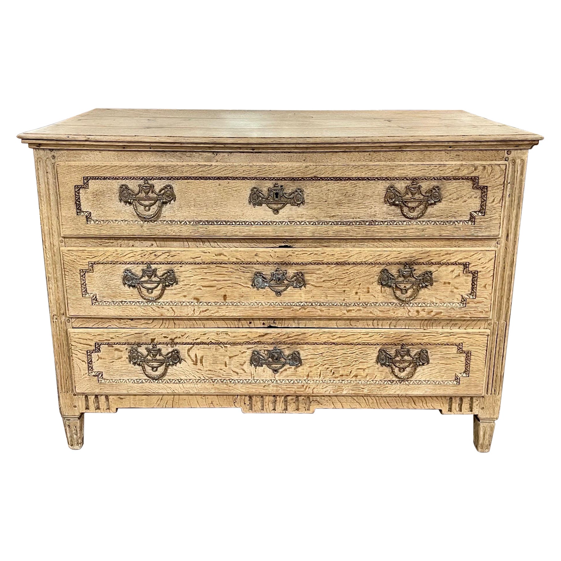 18th Century French Carved and Bleached White Oak Commode For Sale at ...