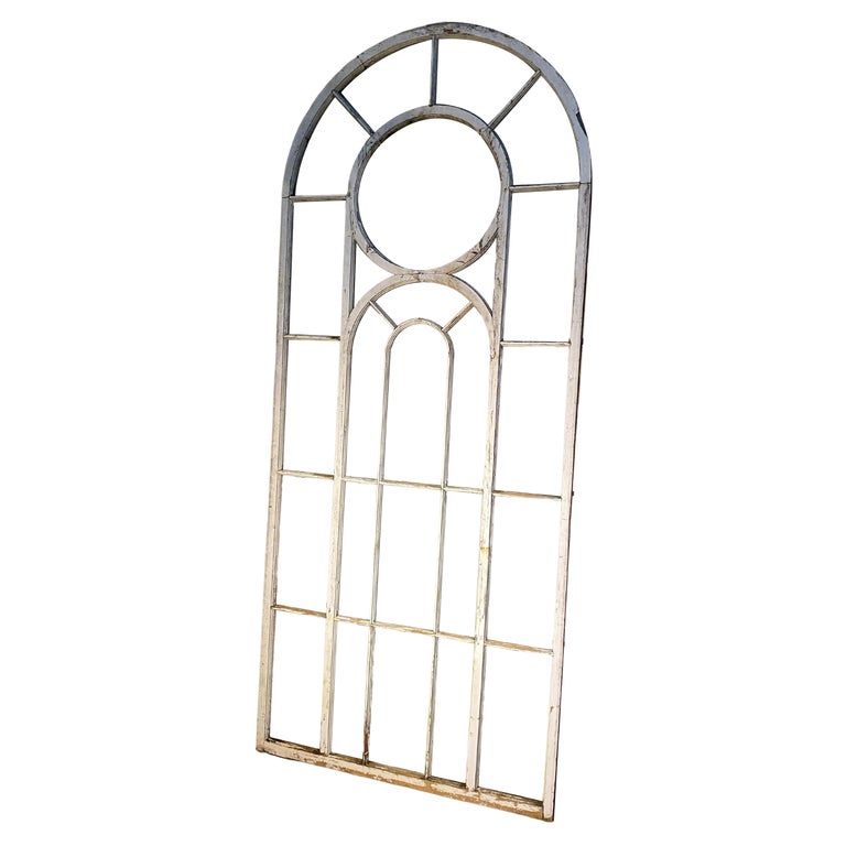 1890 Arched Wooden Gothic Church Window Frame For Sale at 1stDibs