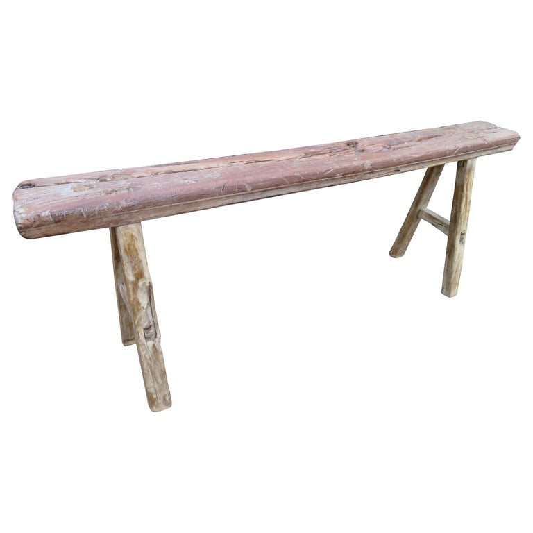 Rustic Vintage Elm Wood Bench For Sale at 1stDibs