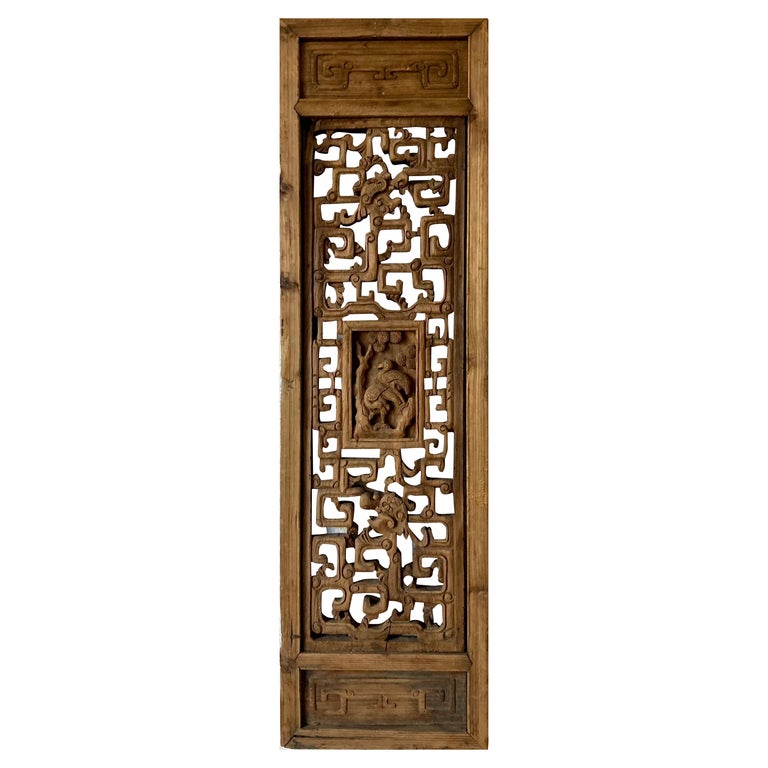 Antique Chinese Carved Window Panel For Sale at 1stDibs