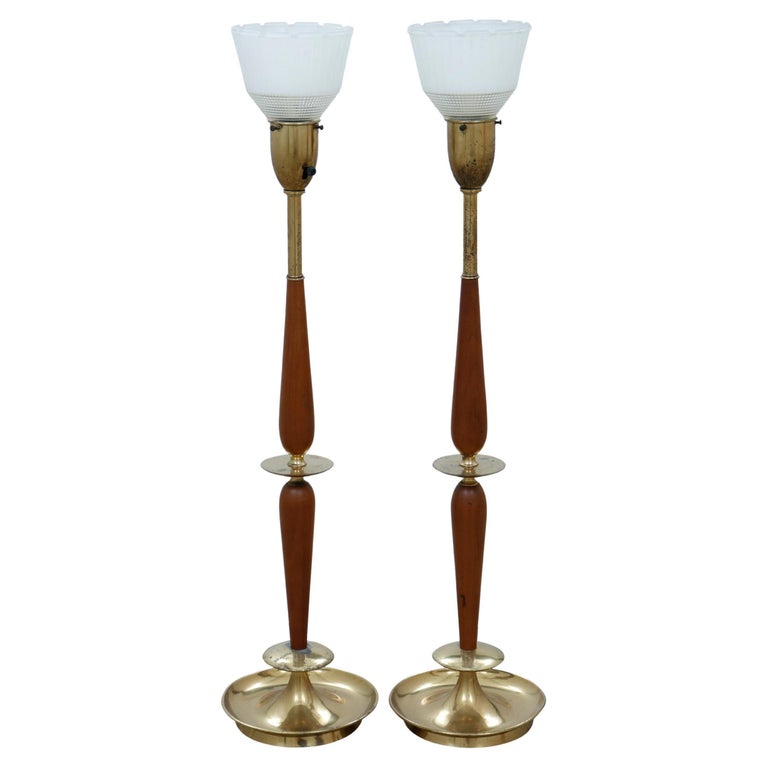 Mid-Century Modern Uplighter Table Lamps, a Pair For Sale at 1stDibs